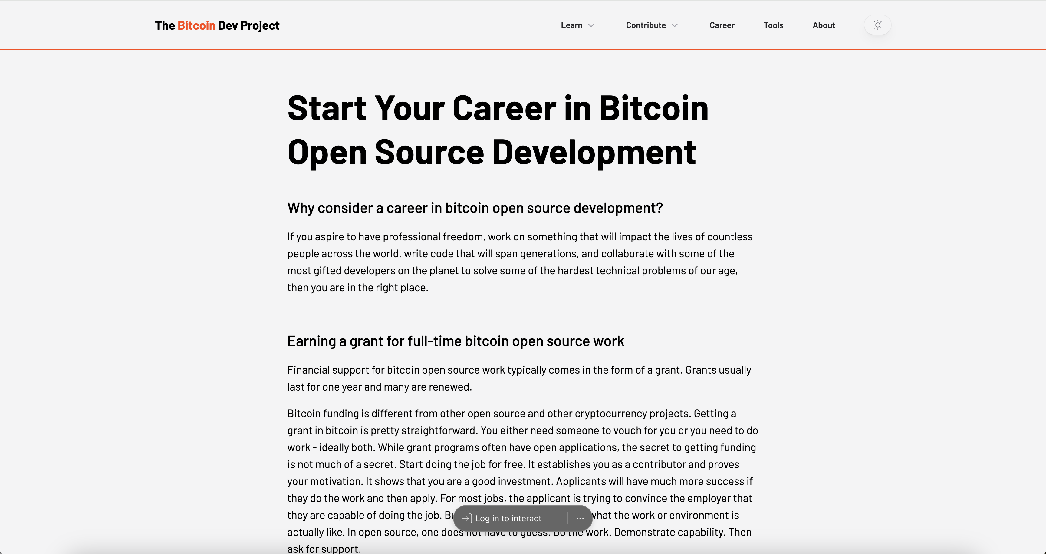 Start Your Career in Bitcoin Open Source Development - Grants | The Bitcoin Dev Project