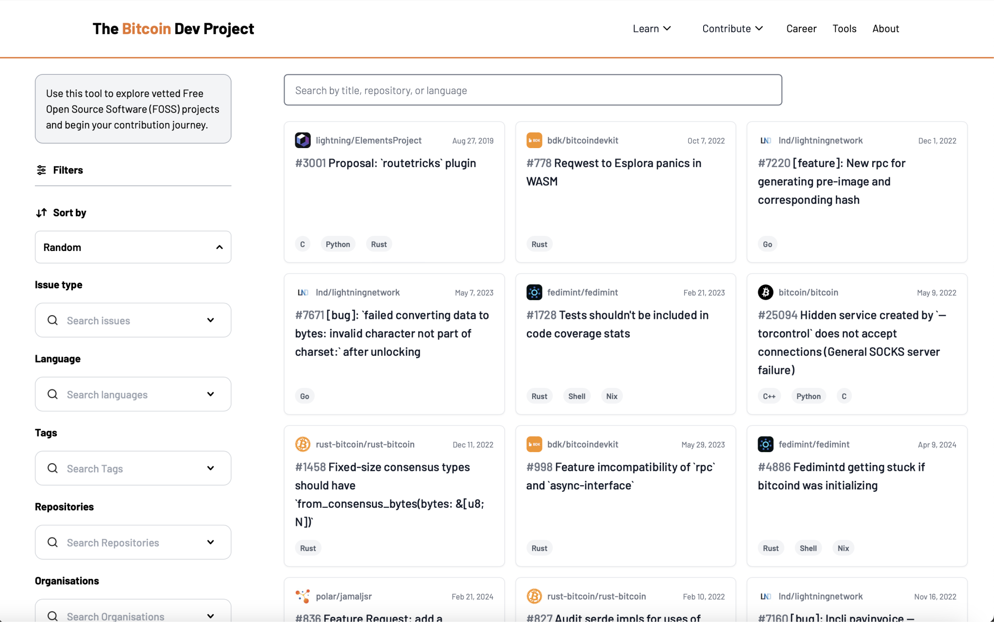Good First Issues | Bitcoin Dev Project | The Bitcoin Dev Project
