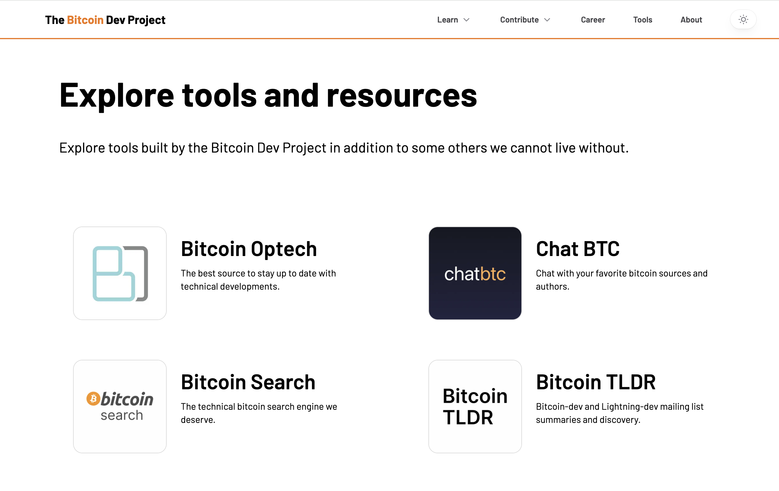 Bitcoin tools and resources | The Bitcoin Dev Project